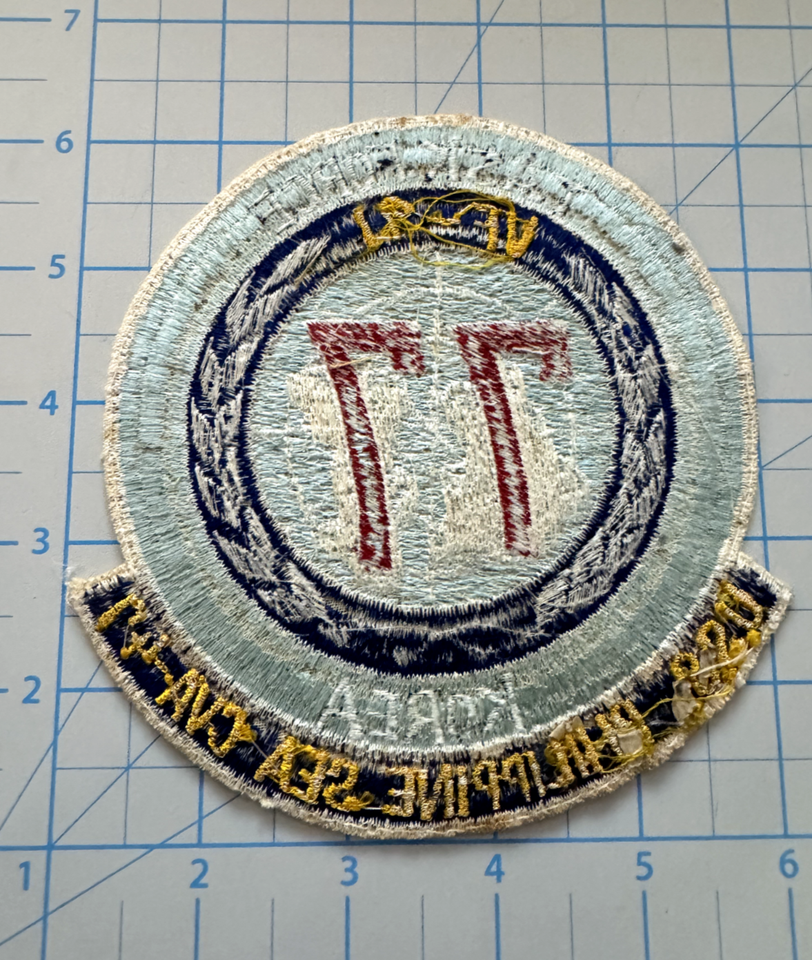 MINT 1950's NAVY TASK FORCE 77 USS PHILIPPINE SEA CVA-47 KOREA PATCH VF ...
