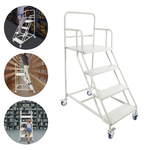 4 Step Rolling Stair Industrial & Warehouse Stair Ladder Floor Standing ...