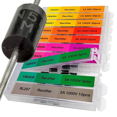 130 pcs 7 Value Rectifier Diode Kit Diode Assortment Kit Contains Pack ...