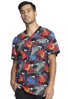 Batman Cherokee Scrubs Tooniforms DC Comics Mens V Neck Top TF725 DMKW ...