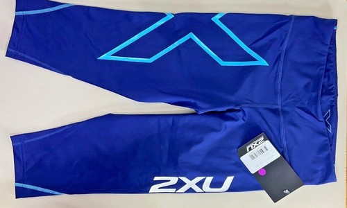 New 2XU Women's Mid Rise Compression 3/4 Tights Small Blue/Light Blue ...