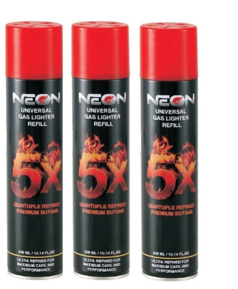 4 6 12 Can Neon 5X Refined Butane Lighter Gas Fuel Refill 300 mL ...