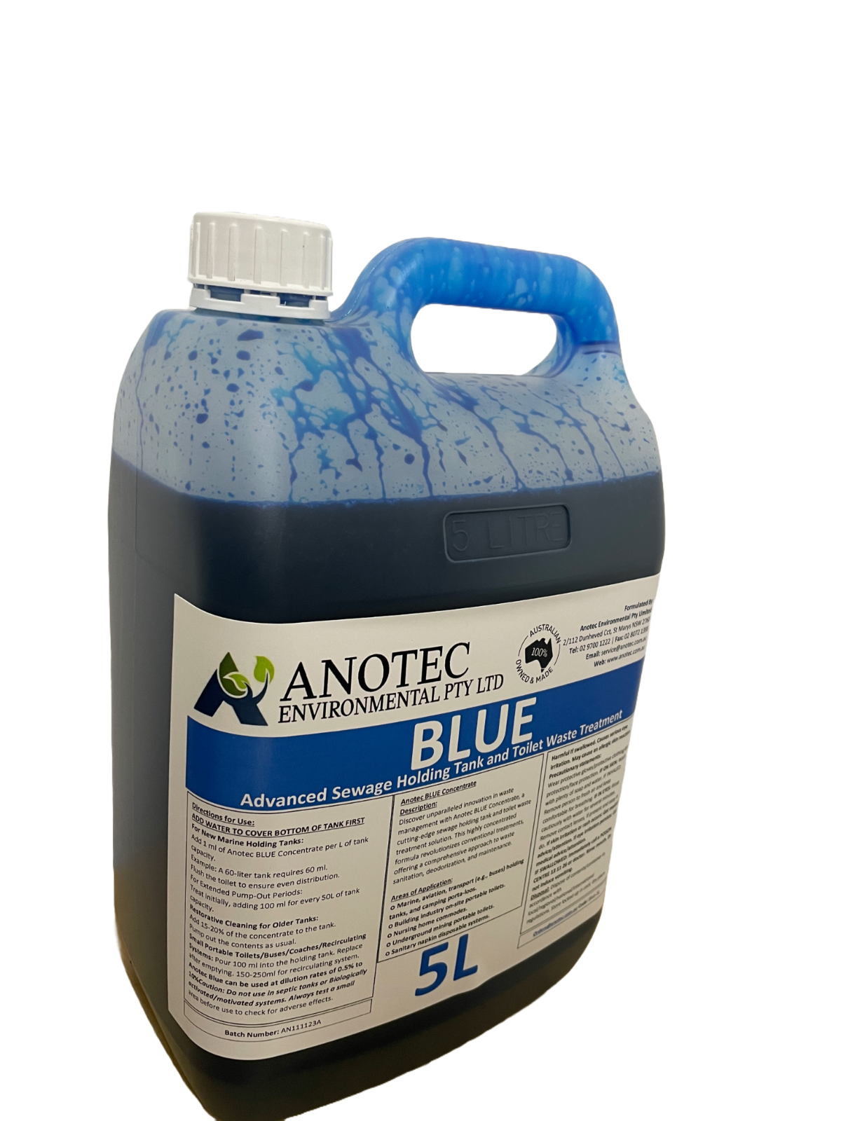 Anotec BLUE - Portaloo Toilet Holding Tank CLEANER/SANITISER 5L [FREE ...