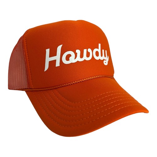NEW TEXAS HOWDY COWBOY ORANGE WHITE HAT 5 PANEL HIGH CROWN TRUCKER ...