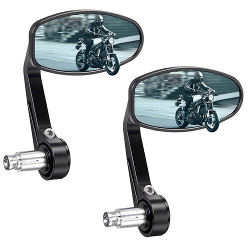 Pair 7/8" Motorcycle Rear View Handle Bar End Side Rearview Mirrors ...