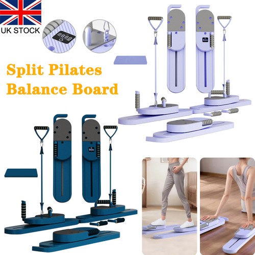 Split Pilates Balance Board, Non-Slip Adjustable Simulated Ski Trainer ...