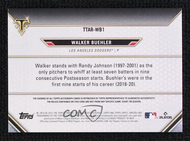 2021 Topps Triple Threads Relics Amber /18 Walker Buehler #TTAR-WB1 ...