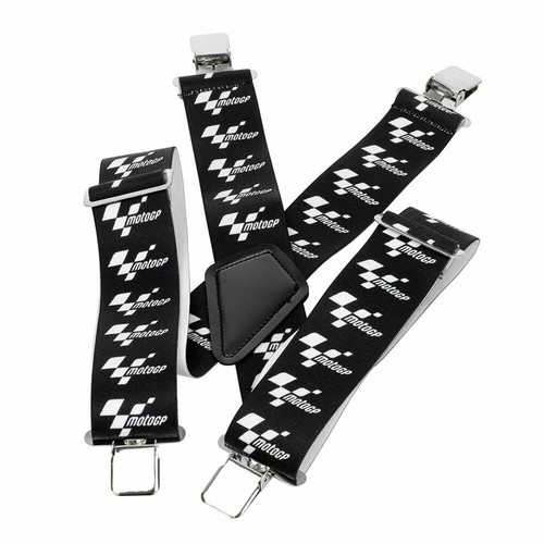 MotoGP Heavy Duty Elasticated Braces Motorcycle Motorbike Black White ...