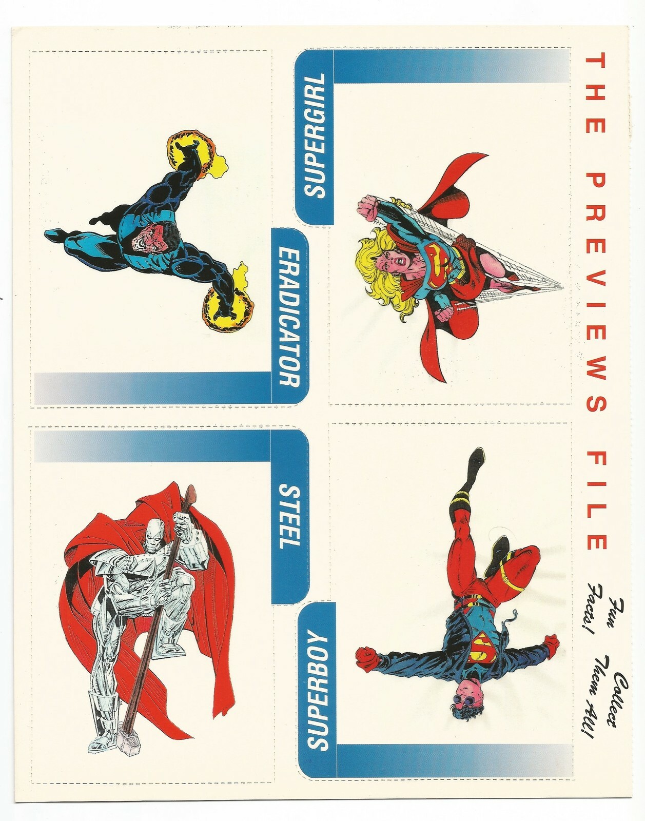 Promo Uncut 4 Card Sheet-DC Comics-The Previews File DC1 to DC4 (1993 ...