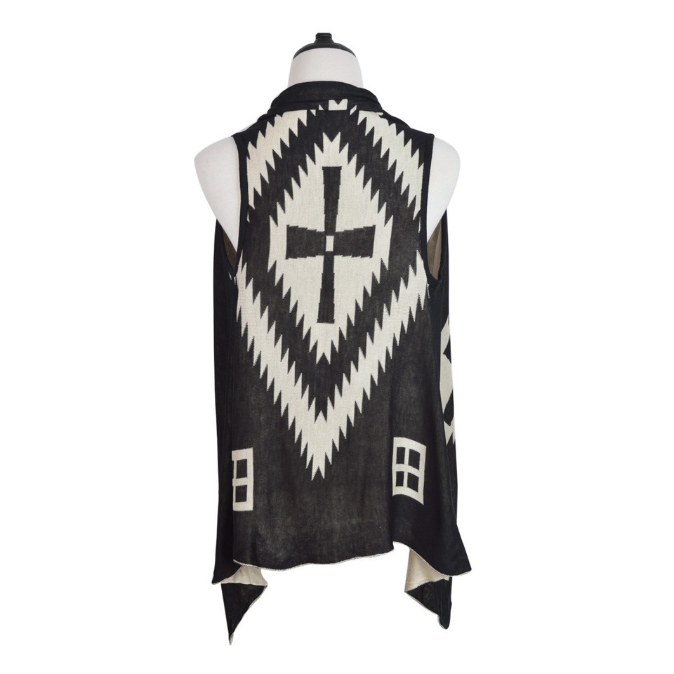 Premium Reversible Geometric Cross Kimono Vest Cardigan Poncho Sweater ...