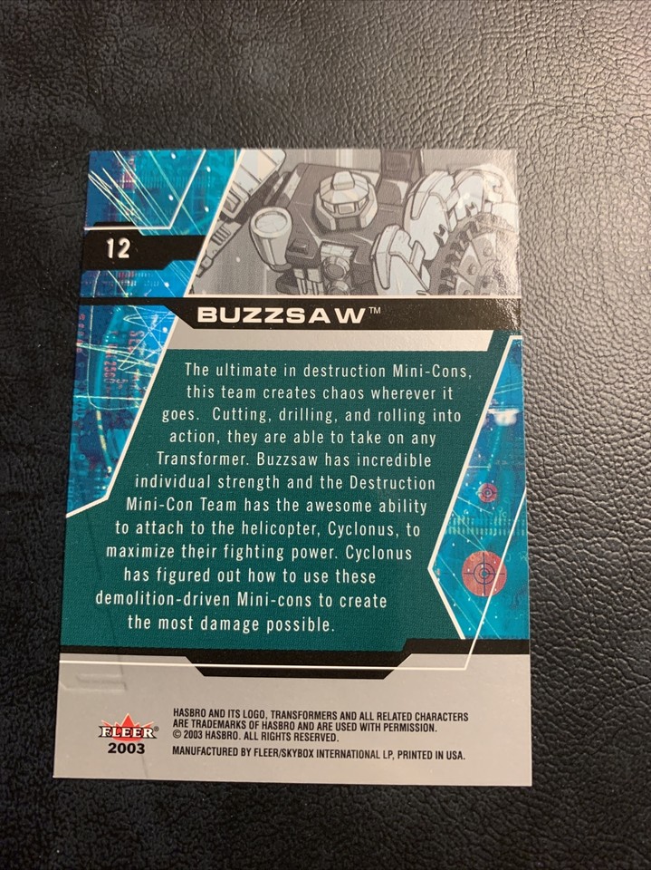 #12 Buzzsaw Buzz Saw mini con 2003 Fleer Transformers Armada Cb27 | eBay
