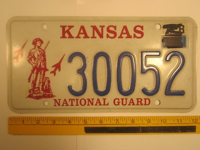 LICENSE PLATE Car Tag 1998 2005 KANSAS NATIONAL GUARD 30052 Aluminum ...