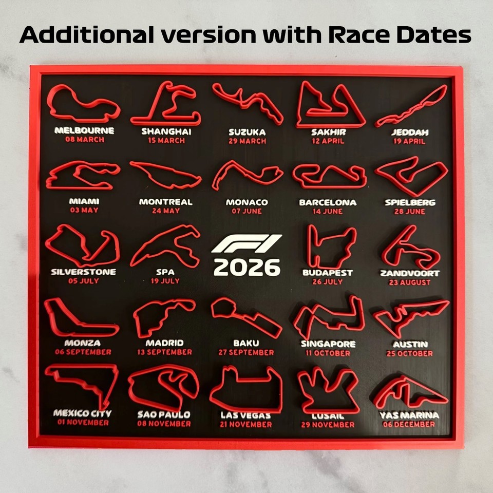 Formula 1 F1 3D 2026 Race Track Calendar Season Gift /With Date | eBay UK