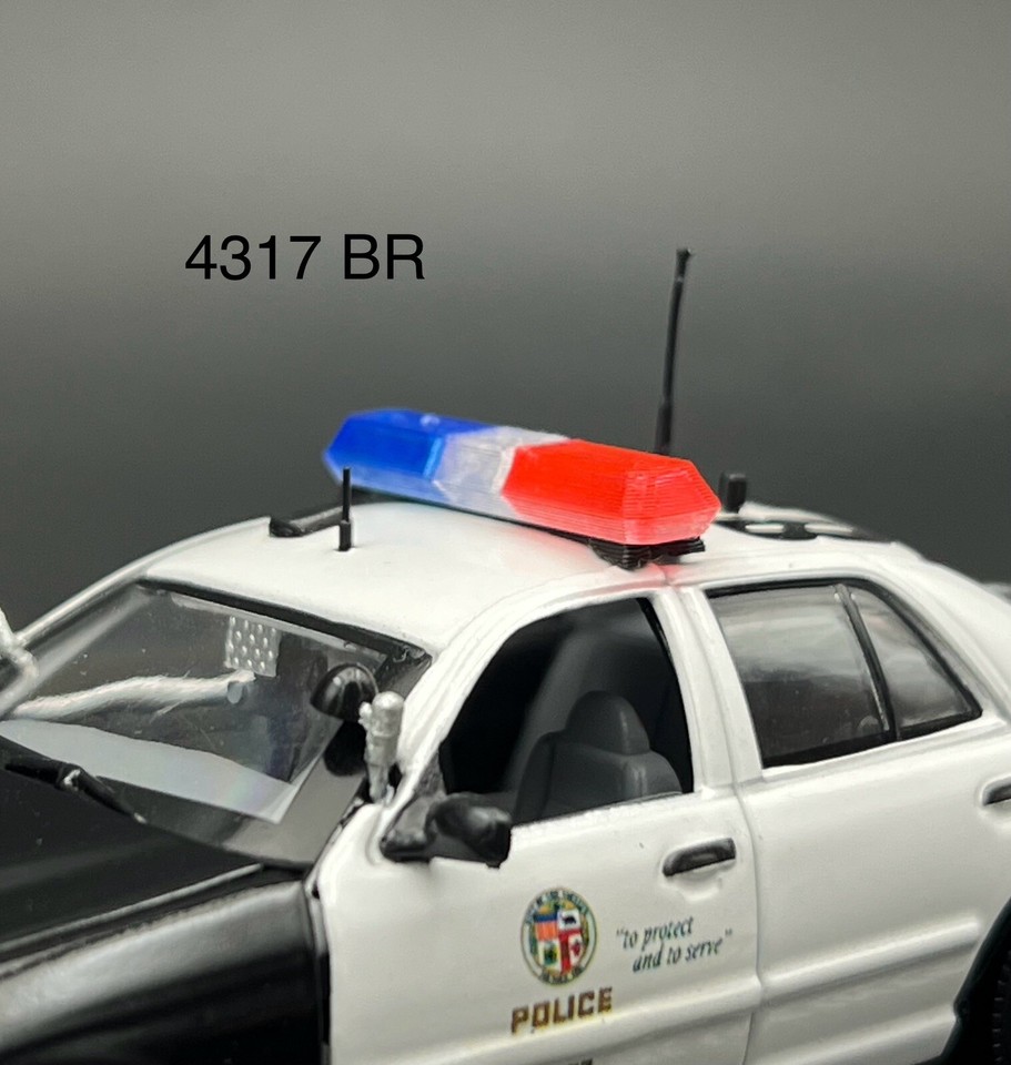 2 Pack 1/43 Blue Red Code 3 MX7000 Lightbar Greenlight Police Sheriff ...