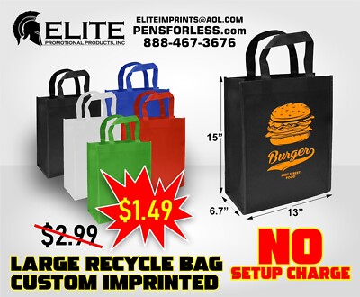Personalized recycle Tote Bag Printed With Your Logo / Name /Text /Art ...
