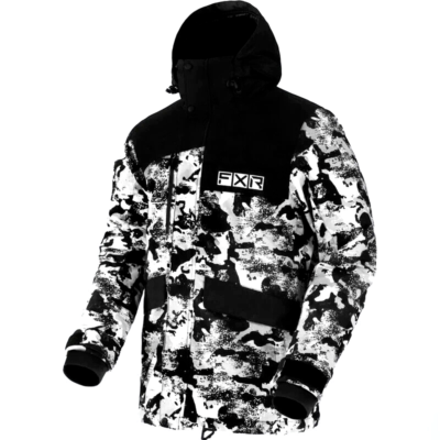 FXR RACING MEN S CHUTE JACKET - WHITE CAMO/BLACK - SNOWBOARD/SNOWMOBILE ...