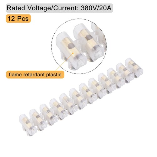 12pcs Terminal Block 12 Position Dual Row 380V 20A Type U Wire ...