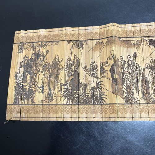 Traditional Bamboo Hanging Scroll Woodblock Print Historical Scene Art ...