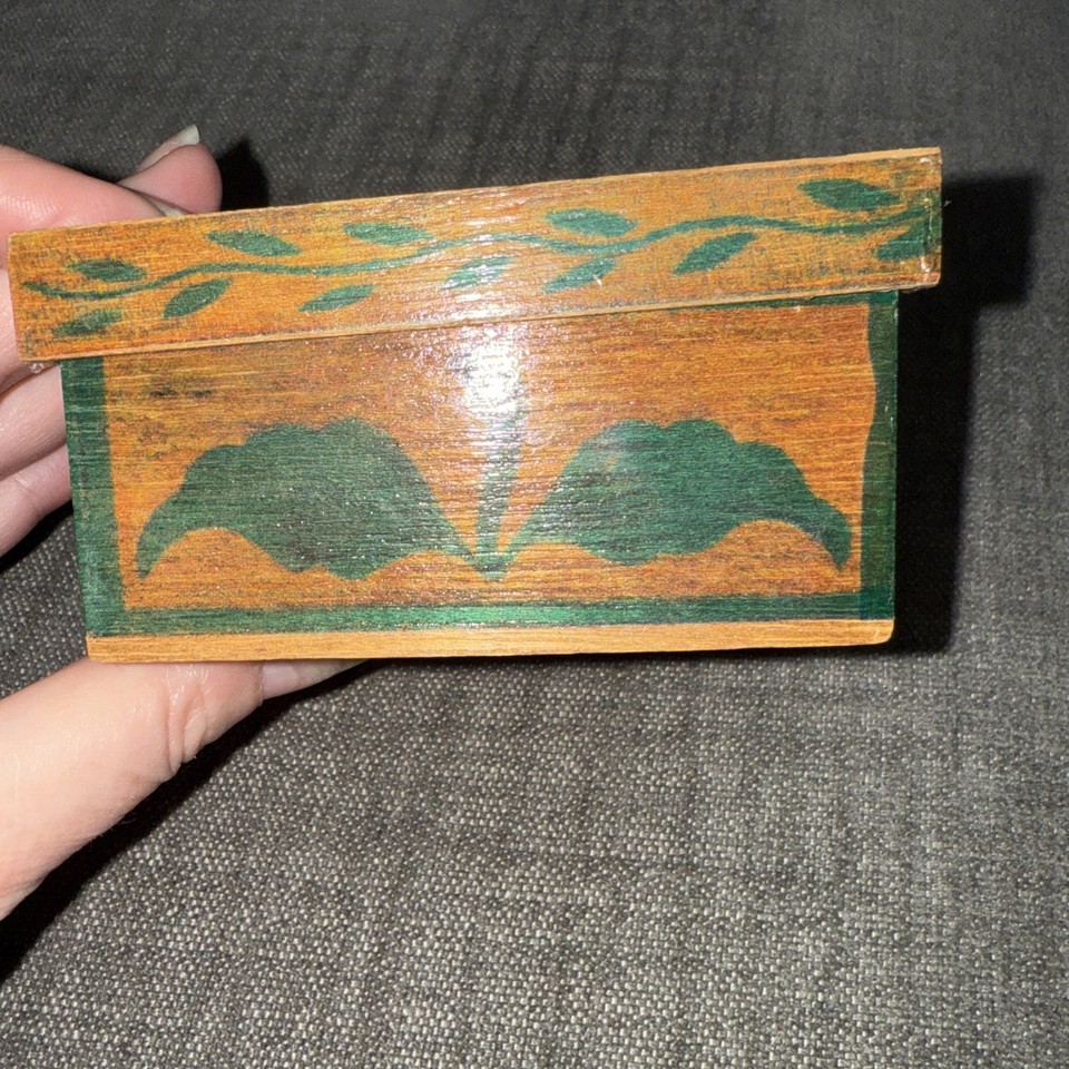 Vintage Hand-Painted Polish Wooden Trinket Box Folk Art Keepsake | eBay