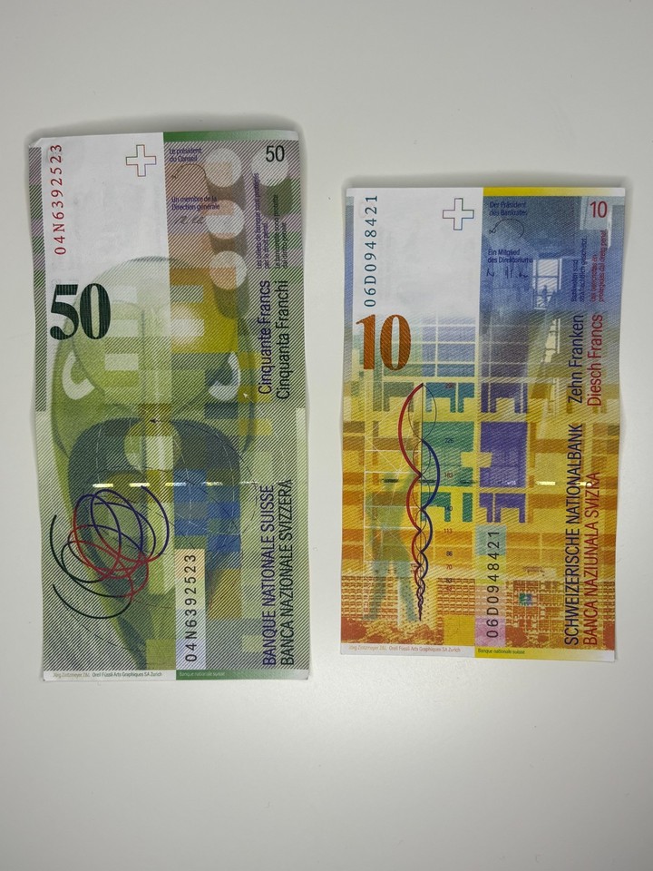 60 SWITZERLAND SWISS FRANC 2005-2012 BANK NOTES 50 & 10 8th Series ...