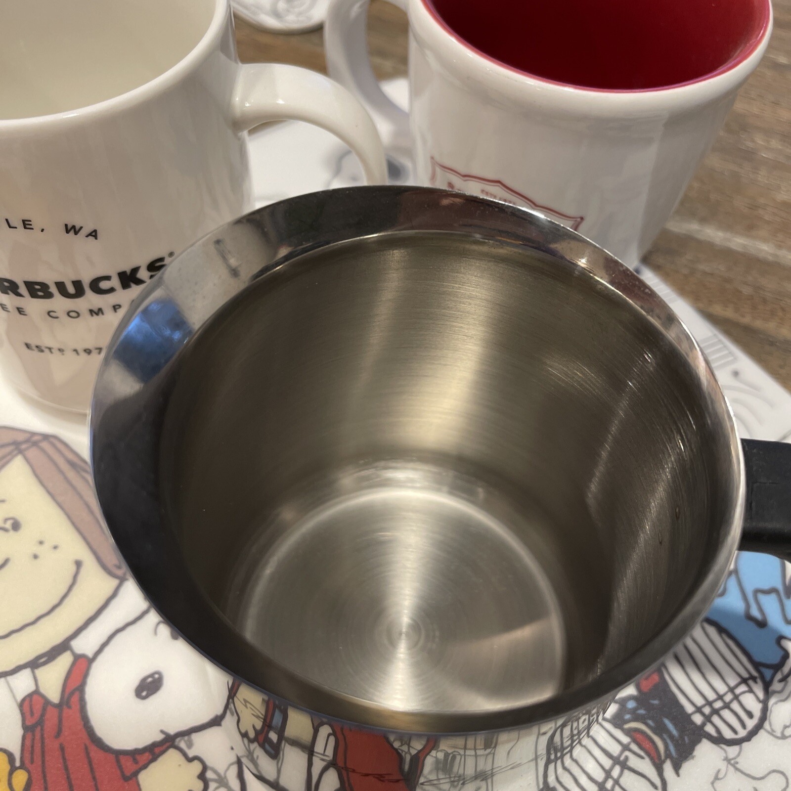 Starbucks Coffee Stainless Steel Steam Pitcher Frothing 16 Oz With Mugs ...