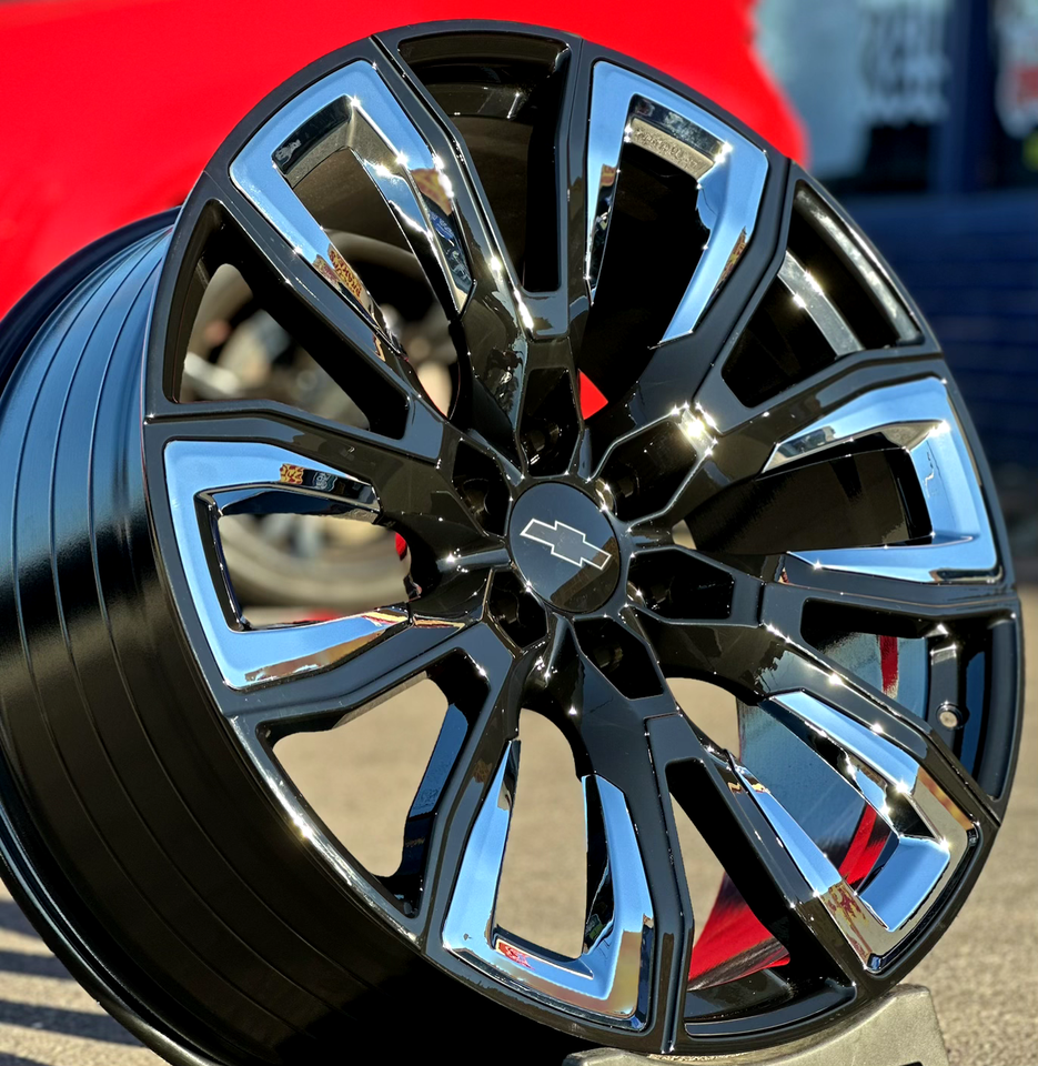 22" FR207 Black Chrome Inserts Wheels | 9" Width | 6x139.7 Bolt Pattern ...
