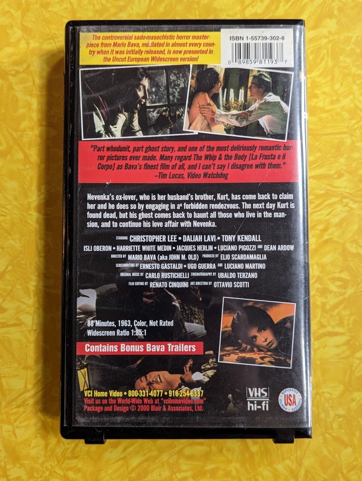 Whip and the Body VHS Uncut Widescreen European Version 1963 Mario Bava ...