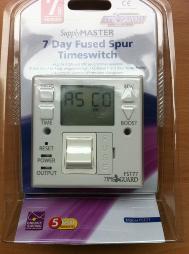 7 Day Fused Spur Timer Switch Immersion Heating Energy Saving Boost ...