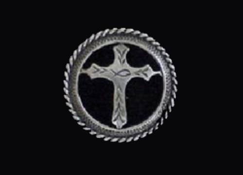 1" Cross with Rope Border Concho - Antiqued Silver Plate - Screwback | eBay