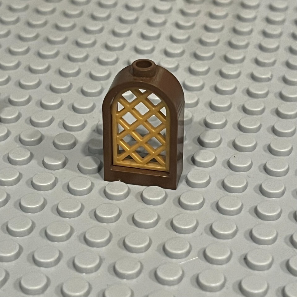 Lego 8X Brown Rounded Castle Windows 1 x 2 x 2 2/3 (30044) w Gold ...