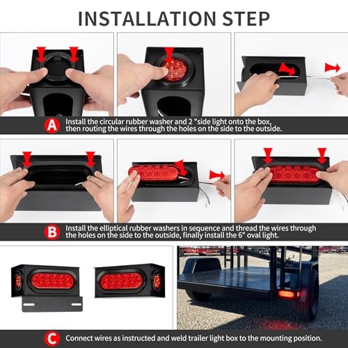 10LED Trailer Light Boxes Housing Kit for Chevy Silverado 2000–2010 ...