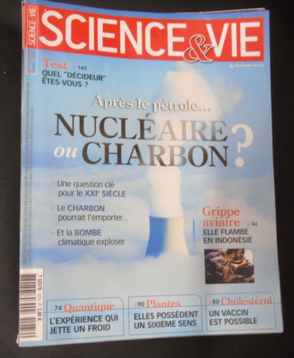Science et vie Numéro N° 1074 Nucléaire ou charbon ? Obésité Quantique ...