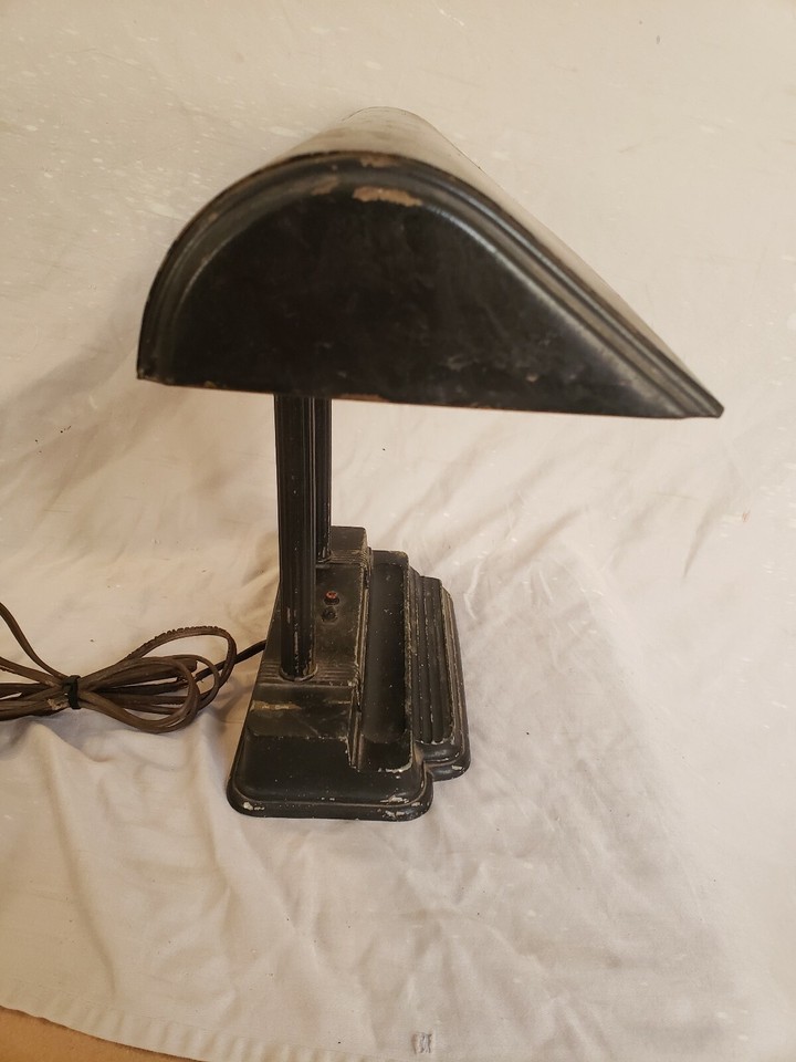 Vintage Desk Table Lamp Light Hood Shade Richlite Needs Work | eBay