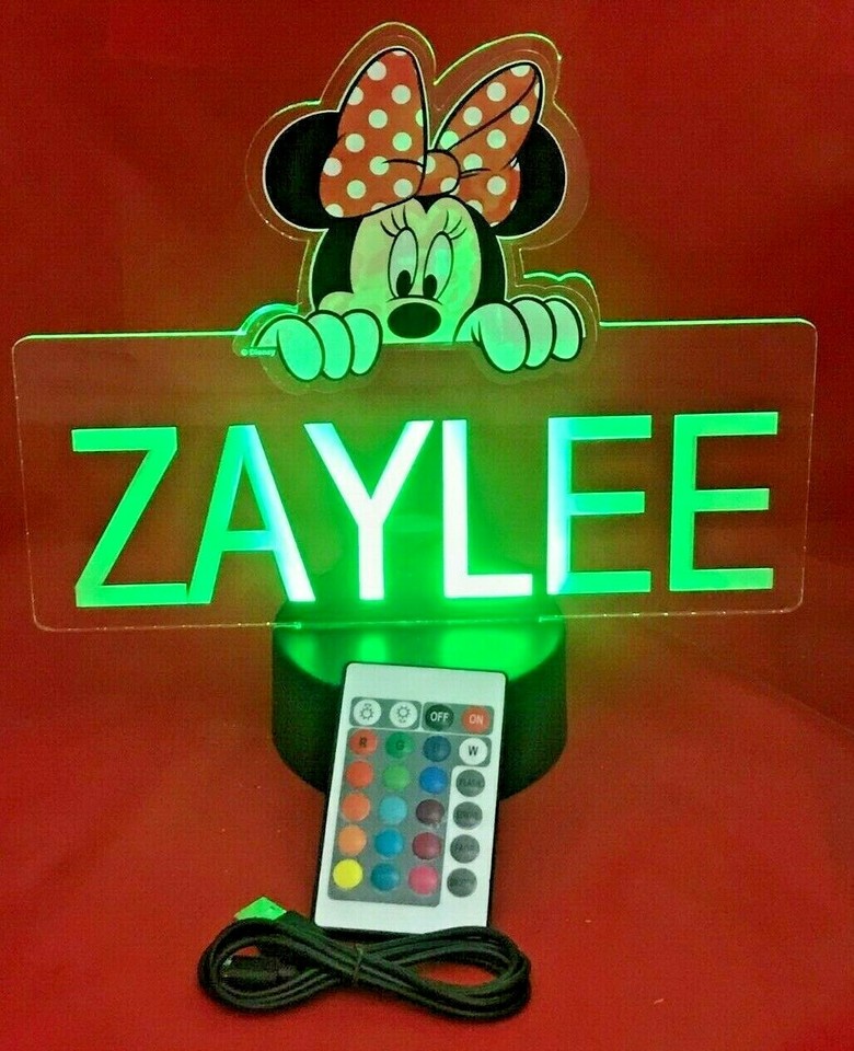 Minnie Mouse Disney Light Up Night Light Table Lamp LED Personalized ...
