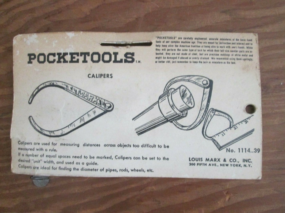 MARX Pocketools Collector's Series Calipers Vintage Miniature Toy Tool ...