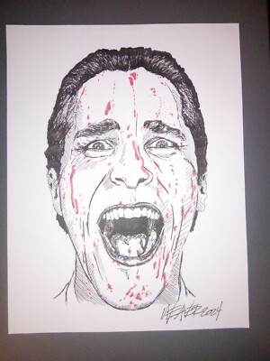PATRICK BATEMAN American Psycho movie Original Figure Drawing PRINT 8 ...