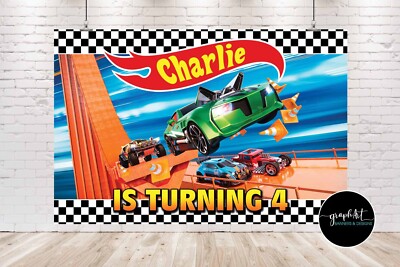 Personalised Hot Wheels Cars Banner / Backdrop Birthday Poster *DIGITAL ...