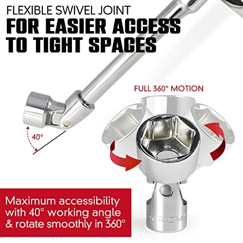 Universal Flex Socket Set 1/4 Inch Drive 6point 12piece Swivel Socket ...