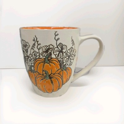 Eli + Ana Embossed Floral Pumpkin Ceramic Coffee Mug 20oz Handmade | eBay