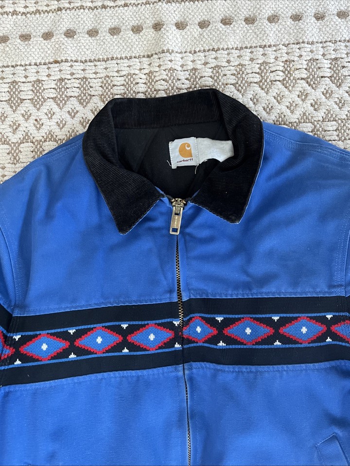 Vintage South western Aztec Carhartt Detroit Light/Dark Blue Jacket ...
