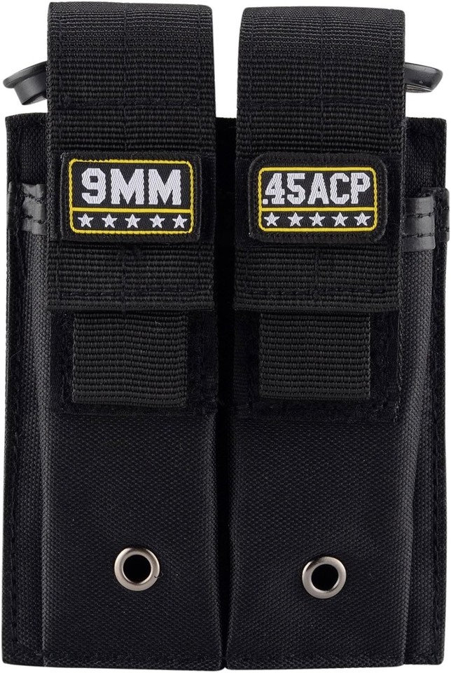Double Pistol Mag Pouch - Molly Style Snaps - Attaches to Tactical Gear ...