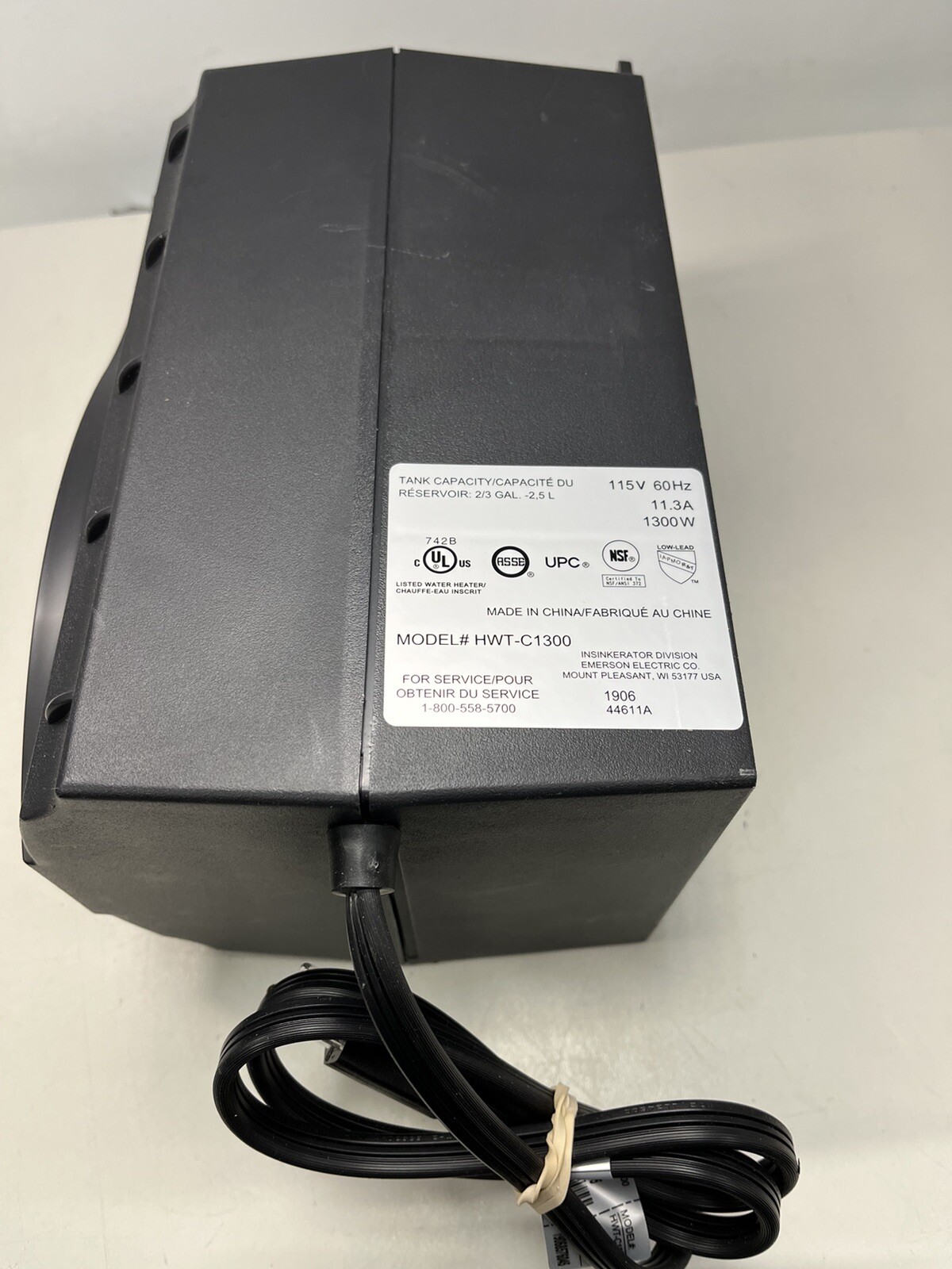 Insinkerator HWT-C1300 Single Handle Instant Hot Water Dispenser Tank ...