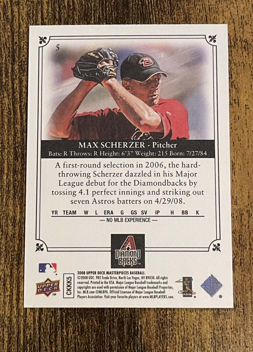 2008 Upper Deck Masterpieces Max Scherzer Rookie Card RC #5 (A) | eBay