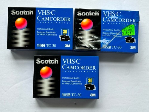 New Scotch VHS-C Cancorder Videocassette Lot of 3 TC-30 3M New Sealed ...