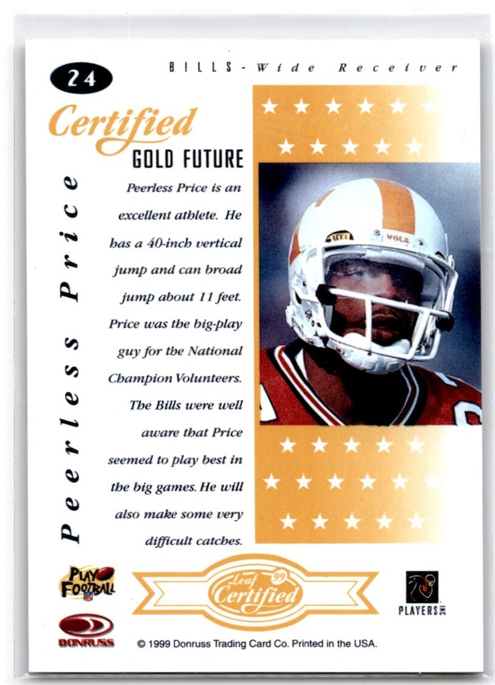1999 Leaf Certified Gold Future Peerless Price Bills #24 | eBay