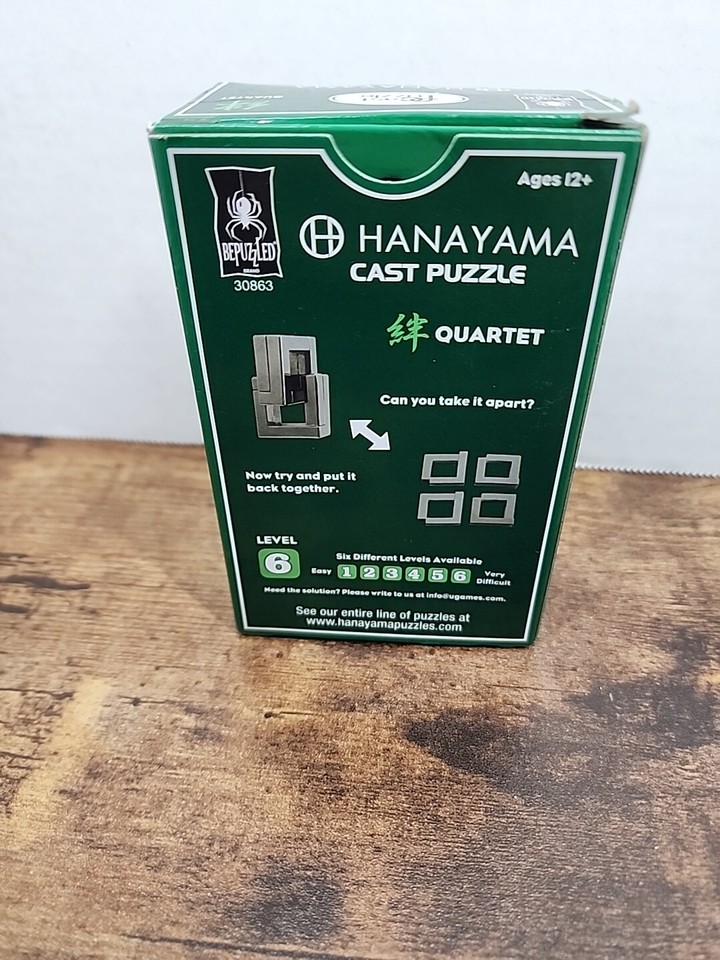 QUARTET Hanayama Cast Metal Brain Teaser Puzzle (Level 6) Puzzles | eBay