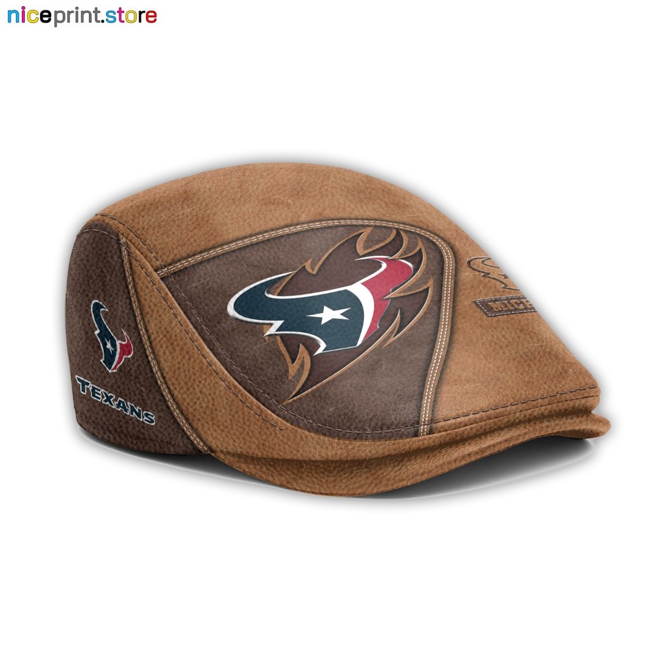 Leather Cap Houston Team Texans Jeff Cap NFL Newsboy Cap Golf Cap NFL ...
