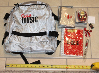VTG UNUSED Coke Music Backpack 2000s radio notebook pen organizer ...