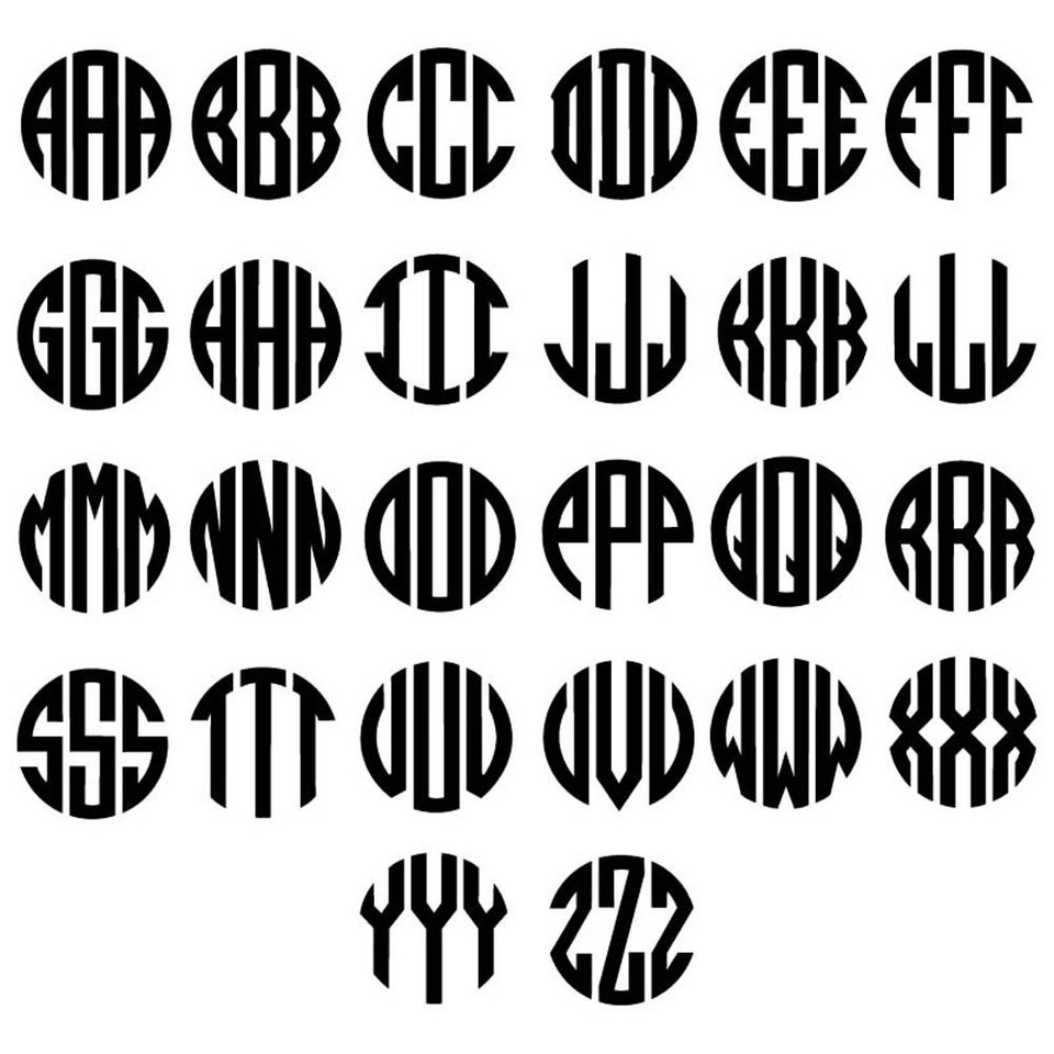 Round Monogram Decal- Yeti, Cellphones, Auto, Laptop, Gift Idea ...