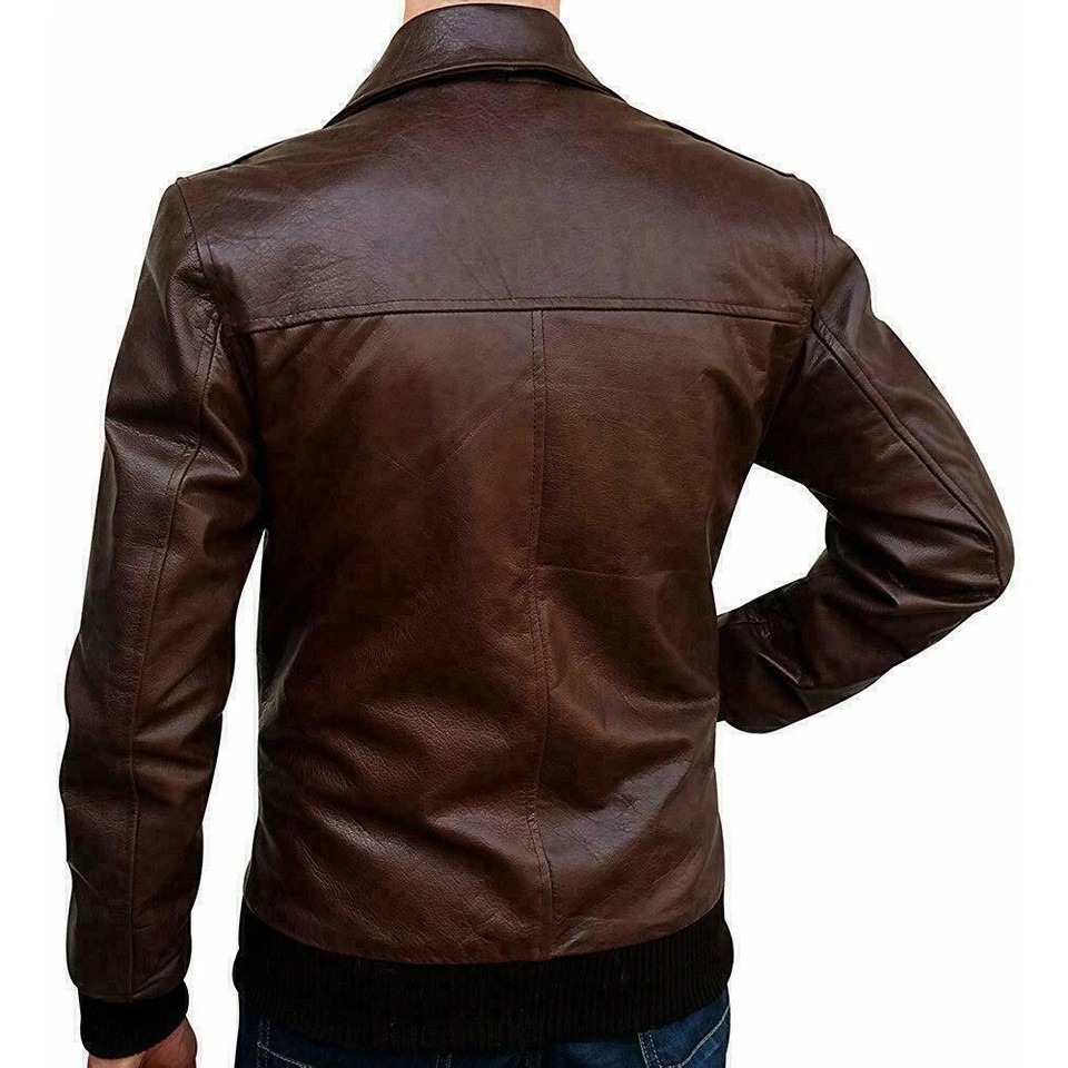 Men’s Happy Days Fonzie Fonz Real Leather Classic Vintage Bomber Jacket ...